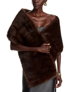 Vince Faux Fur Stole - Brown