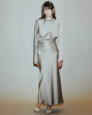 SAINT ART Talia Charmeuse Maxi Skirt - Paloma