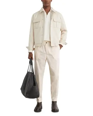 REISS Snap Cotton Blend Tapered Pants