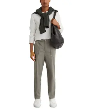REISS Snap Cotton Blend Tapered Pants - Sage Green