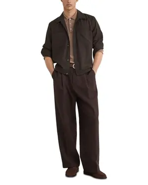 REISS Penge Brushed Overshirt - Chocolate