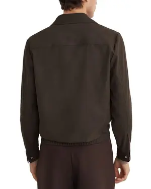 REISS Penge Brushed Overshirt - Chocolate
