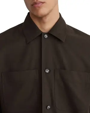 REISS Penge Brushed Overshirt - Chocolate