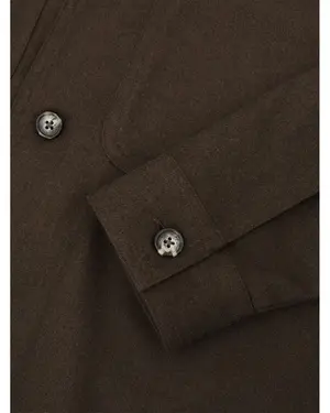 REISS Penge Brushed Overshirt - Chocolate