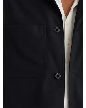 REISS Penge Brushed Overshirt - Navy