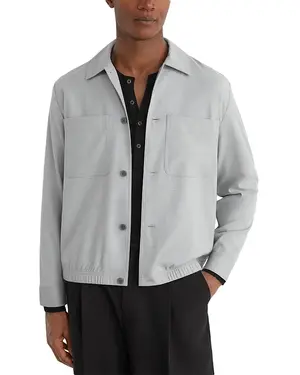 REISS Penge Brushed Overshirt Soft Grey