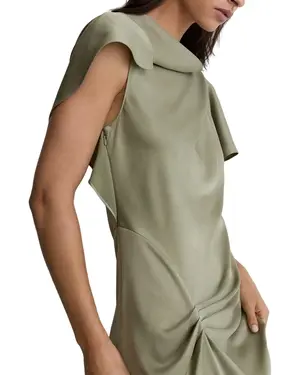 REISS Sasha Satin Draped Dress