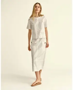 CARTOLINA Alice Linen Midi Skirt
