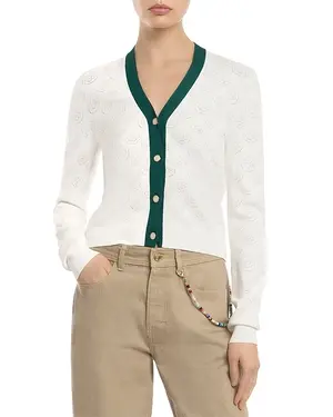 Casablanca Pointelle Monogram Cardigan - White
