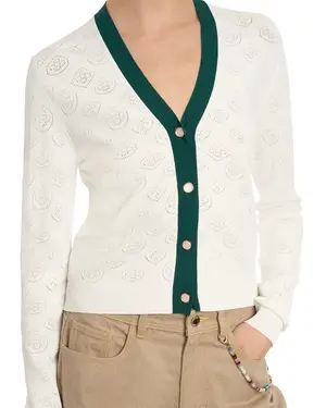 Casablanca Pointelle Monogram Cardigan