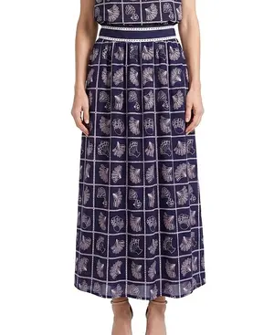 CARTOLINA Celine Eyelet Midi Skirt - Midnight Blue