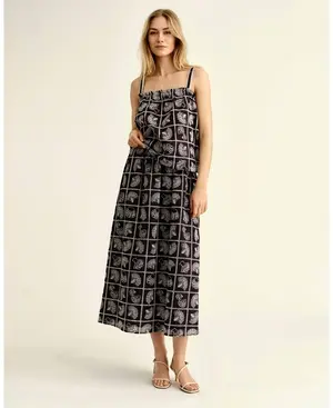 CARTOLINA Celine Eyelet Midi Skirt - Midnight Blue