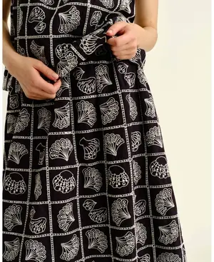 CARTOLINA Celine Eyelet Midi Skirt - Midnight Blue