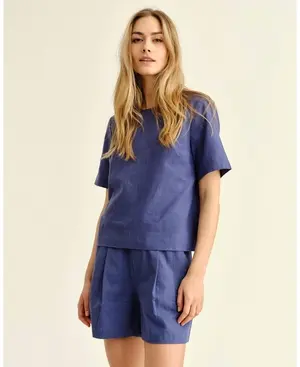 CARTOLINA Frankie Linen Shorts - Coastal Indigo