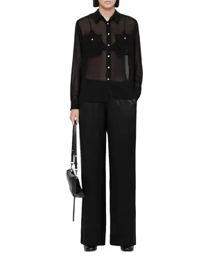 ALLSAINTS Lycia Satin Crepe Wide Leg Pants