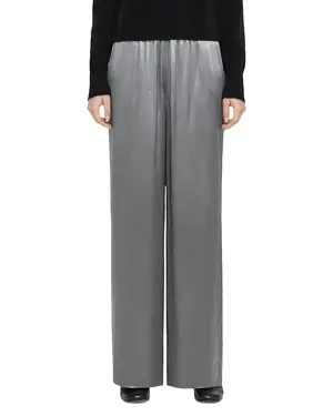 ALLSAINTS Lycia Satin Crepe Wide Leg Pants - Smoke Grey