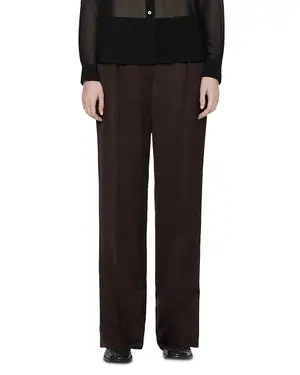 ALLSAINTS Leonie Satin Wide Leg Pants - Plum Purple