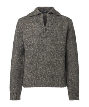 Dolce & Gabbana Solid Color Linen Polo Sweater