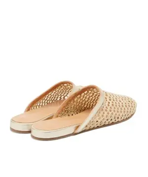 ANCIENT GREEK SANDALS Leather-trimmed Raffia Mules