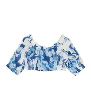 Farm Rio Floral Printed Off-shoulder Cropped Top