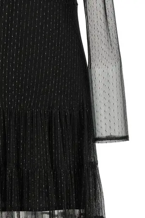 TWINSET Long Tulle Dress With Pleated Flounces