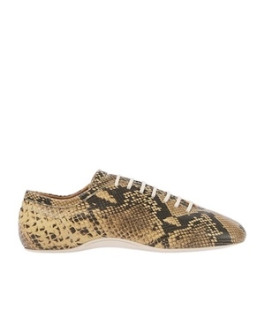 Dries Van Noten Snake-effect Leather Sneakers - Brown