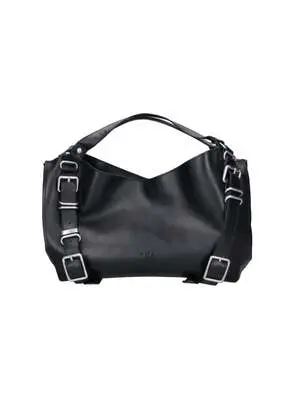 DIESEL® Leather Hobo Shoulder Bag With Top Handle - Black