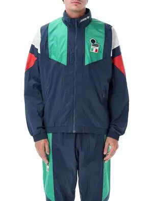 ADIDAS ORIGINALS Retro Panel-block Stand-collar Football Jacket With Figc Crest