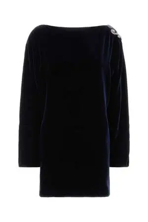 Versace Versatile Velvet Midi Dress For - Blue