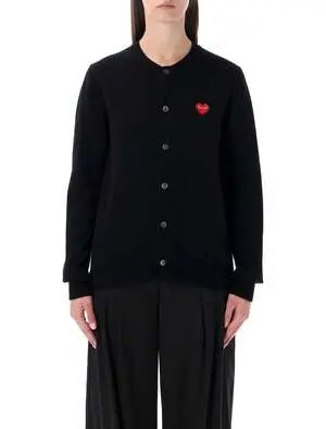 Play Comme Des Garcon Play Heart Patch Wool Cardigan