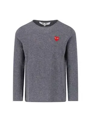 Play Comme Des Garcon Wool Crewneck Sweater With Heart Logo