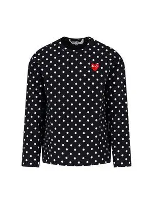 Play Comme Des Garcon Polka Dot Heart Logo Sweatshirt - Black