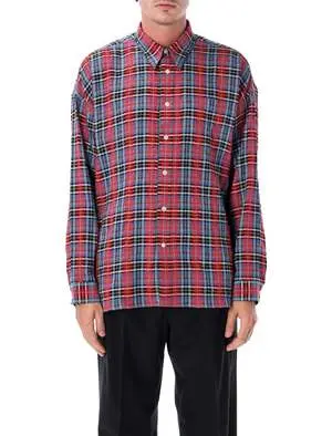 SUNFLOWER Plaid Long-sleeve Button-up Shirt - Rosso