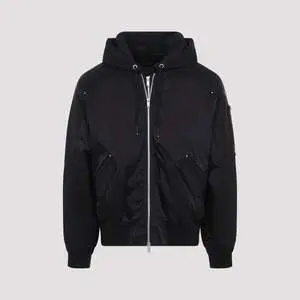 Moose Knuckles Georgie Satin Bomber Jacket With Recycled Nylon - Black