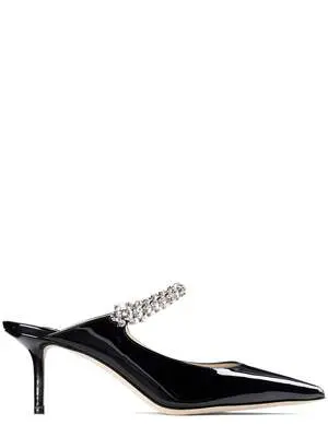 JIMMY CHOO Jimmy Choo Crystal-Encrusted Strap Pointed-Toe Leather Sandals With 65 Mm Heel Nero