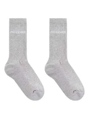 Jacquemus Jacquard Logo-embroidered Ribbed Mini Socks For - Mediumgrey