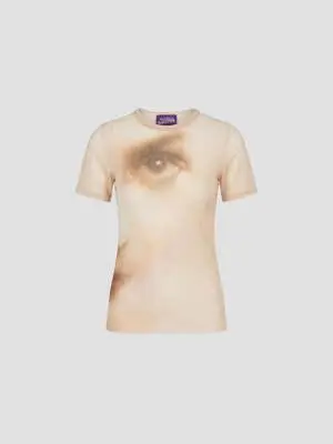 JEAN PAUL GAULTIER Mini Baby Tee Printed Face - Beige