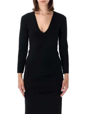 TOTEME Compact Knit V-neck Top, Slim Fit Long Sleeve