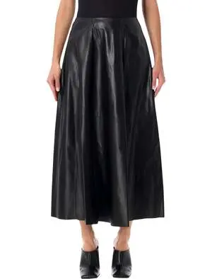 ARMA Eleni Lamb Leather Pleated A-line Maxi Skirt