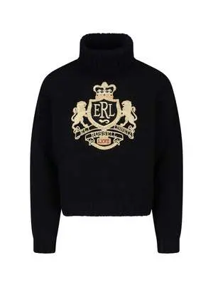 ERL Embroidered Crest Turtleneck Sweater
