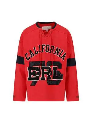 ERL Lace-up Graphic Sweatshirt - Red