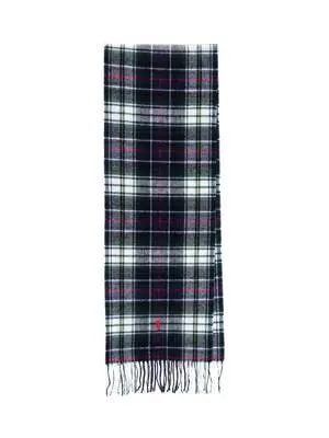 Polo Ralph Lauren Plaid Wool Scarf With Fringe - Blue