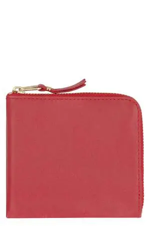 Comme Des Garçons Mini Leather Coin Purse With Zip Closure - Red