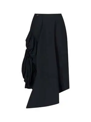 Comme Des Garçons Asymmetrical Draped Wool Skirt