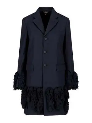 Comme Des Garçons Ruffled Hem Tailored Blazer Jacket - Black