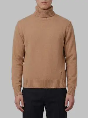 AMI Paris Tonal Logo Turtleneck Sweater