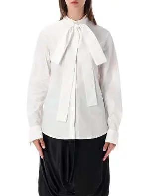 7 For All Mankind Bow-tie Neck Button-up Blouse - Bianco