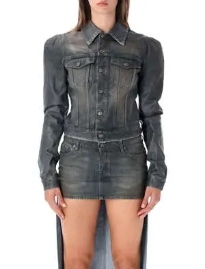 7 For All Mankind Fitted Denim Jacket With Puff Shoulders