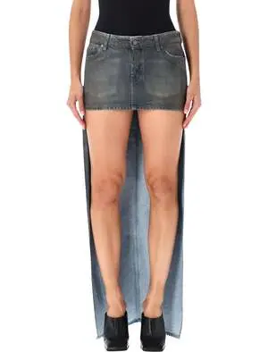 7 For All Mankind Asymmetric Denim Mini Skirt With Train