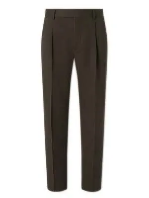 Zegna Zipper-front Dress Pants With 19 Cm Hem, Slant And Welt Pockets, Single Pleat - Verde